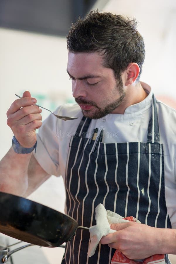 Chef cooking stock image. Image of work, cook, chef, preparing - 76153383