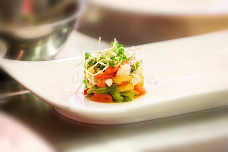 Chef Cooking, Chef Preparing Food in the Kitchen, Chef Decorating Dish ...