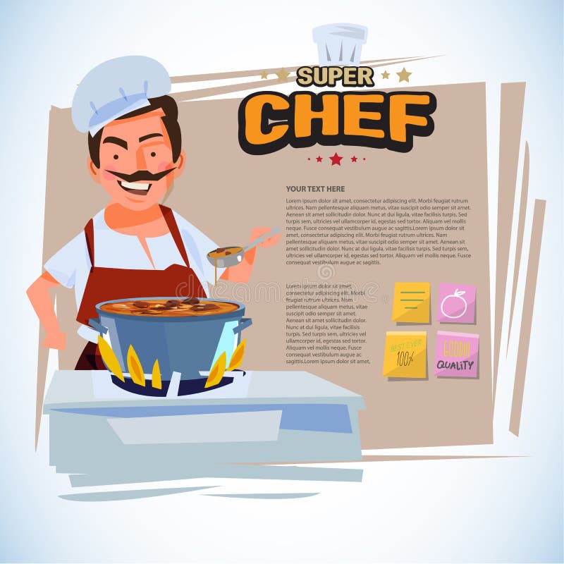 Chef Cooking. Presentation Concept Stock Vector - Illustration of ...
