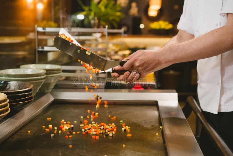 Chef Cooking Rice with Vegetables and Shrimp Stock Image - Image of ...