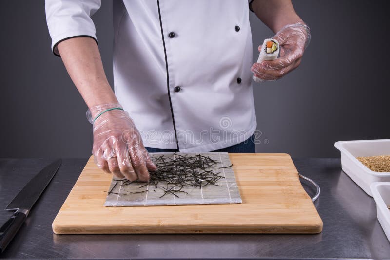 Chef Cooking Rolls in Restaurant Kitchen21 Stock Image - Image of ...
