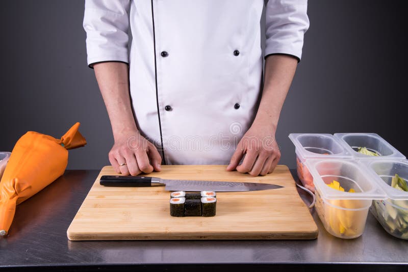 Chef Cooking Rolls in Restaurant Kitchen15 Stock Photo - Image of board ...