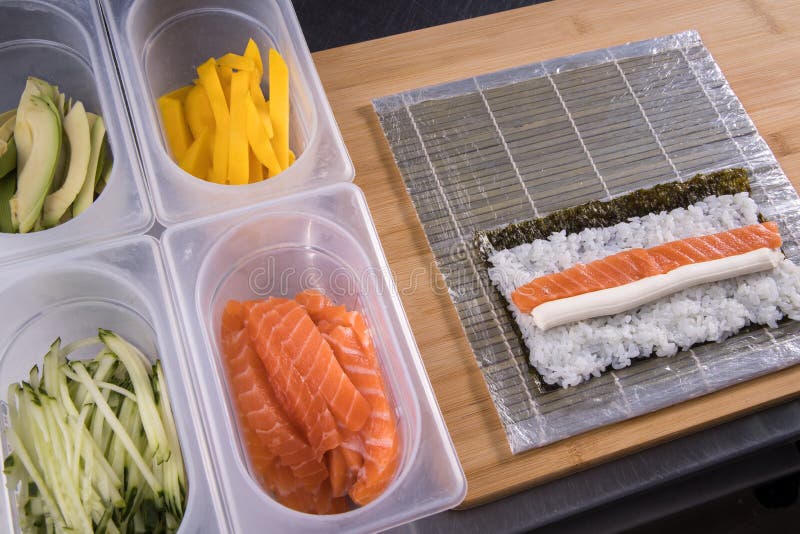 Chef Cooking Rolls in Restaurant Kitchen34 Stock Photo - Image of ...