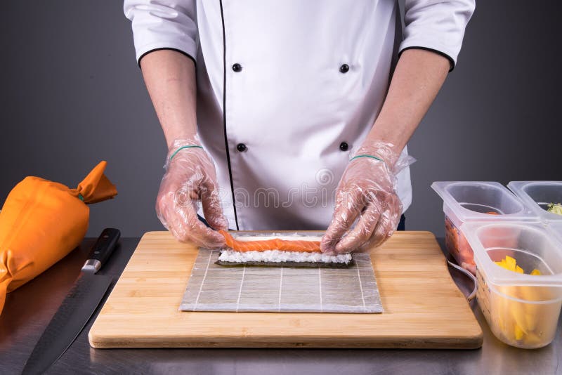 Chef Cooking Rolls in Restaurant Kitchen9 Stock Photo - Image of person ...