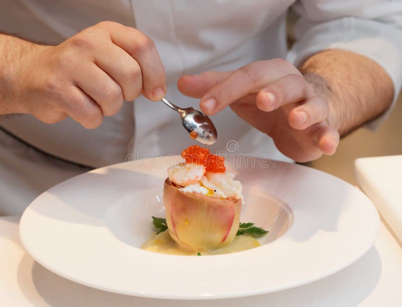 Chef is Cooking a Seafood Appetizer Stock Photo - Image of lunch ...