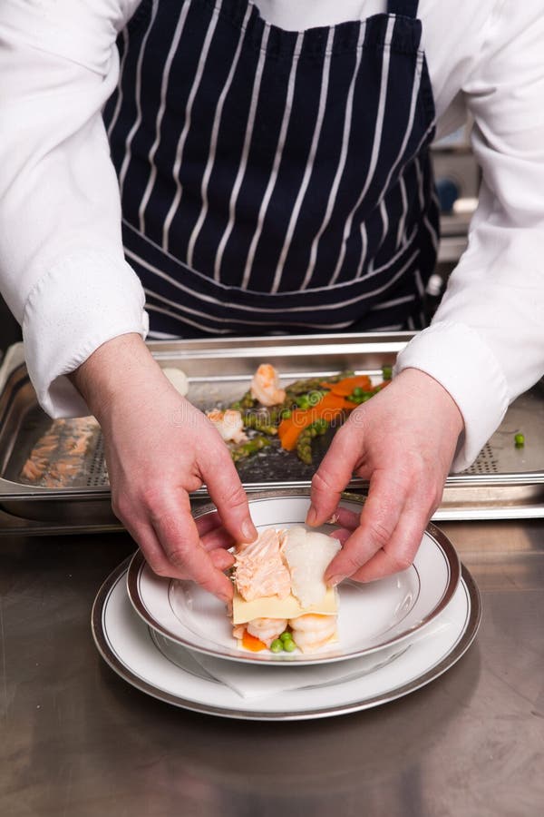 Chef Cooking Seafood Lasagna Stock Photo - Image of fresh, freshness ...