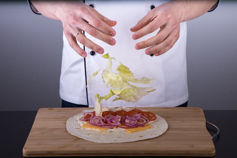 Chef Cooking Shawarma in Restaurant Kitchen41 Stock Image - Image of ...