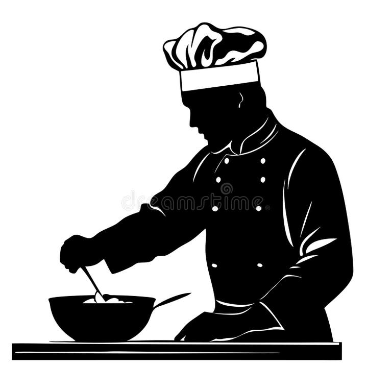 Chef Cooking Silhouette Vector Illustration for Culinary Designs and ...