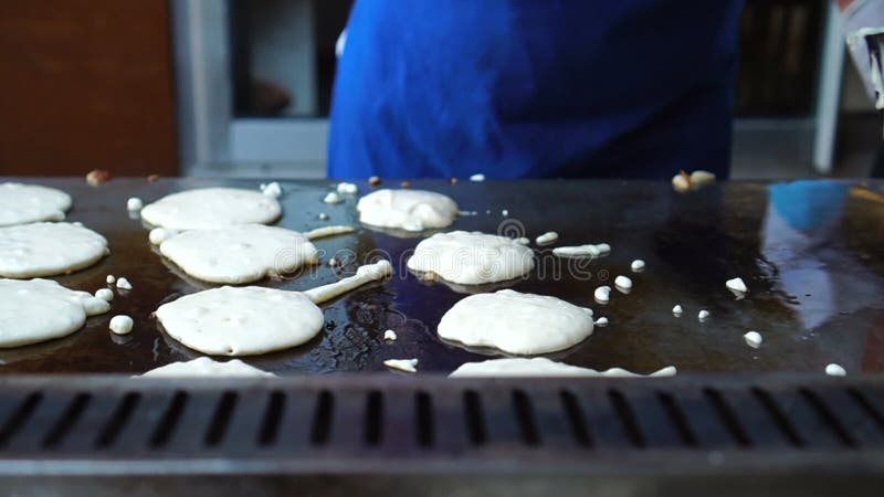 Chef Cooking Street Food - Fried Pancakes Stock Video - Video of asian ...