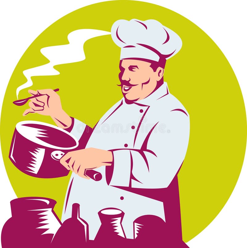 Chef Cooking and Tasting Food Stock Vector - Illustration of food ...