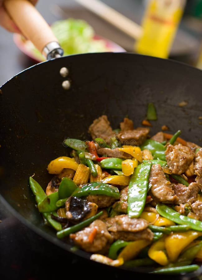 Chef cooking wok stock photo. Image of food, corn, dish - 5059288