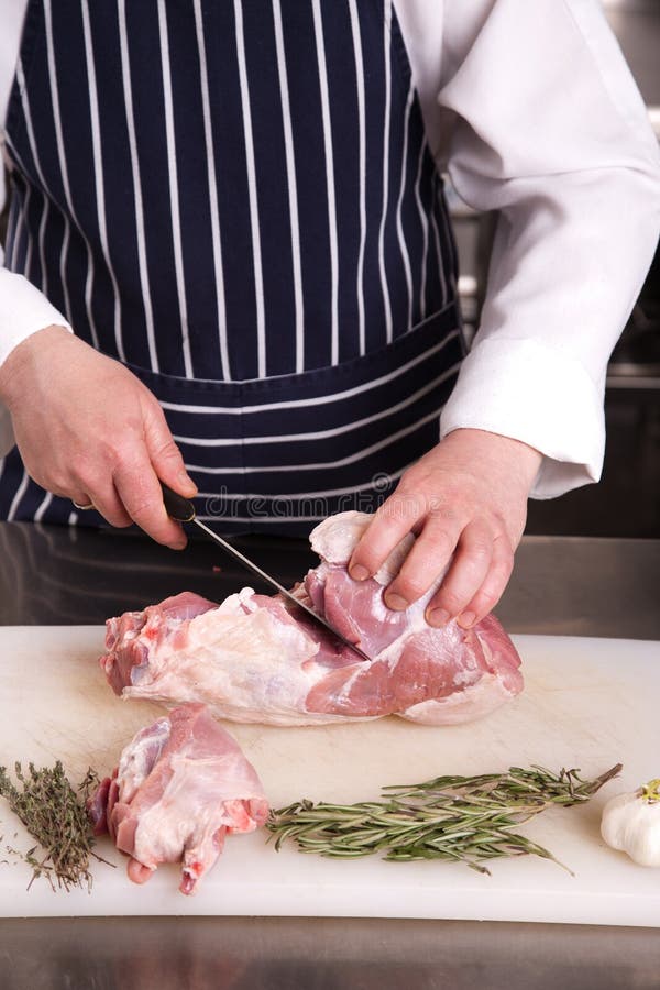 Chef cut lamb meat stock image. Image of tasty, knife - 17055427