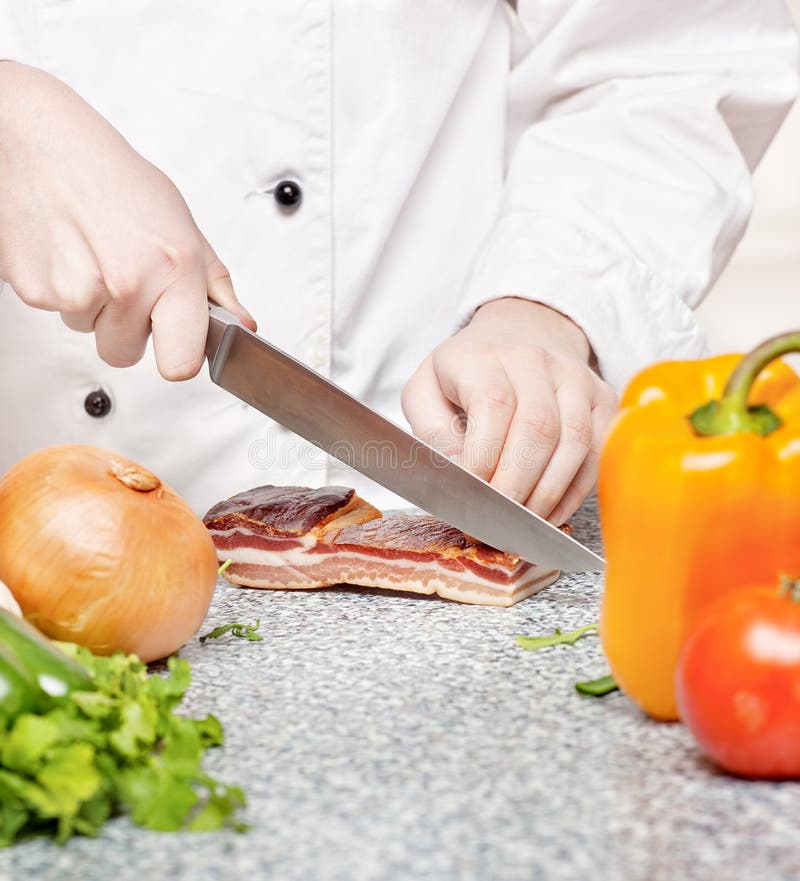 Chef cutting vegetables stock image. Image of appetizer - 7120573
