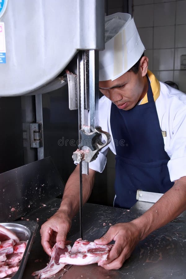 Chef Working in the Kitchen Stock Photo - Image of slice, cutting: 9631124