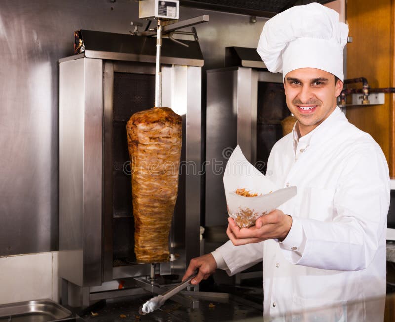 Chef Cutting Meat for Kebab Stock Image - Image of meat, chicken: 76828795