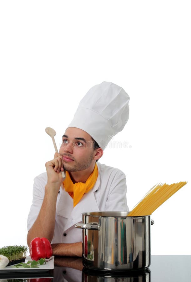 Chef Daydreaming while Making Spaghetti Stock Photo - Image of burn ...
