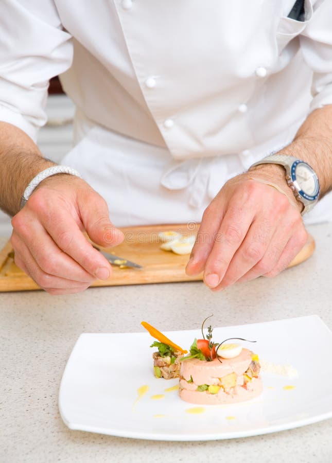 Chef Team in Restaurant Kitchen with Dessert Stock Photo - Image of ...