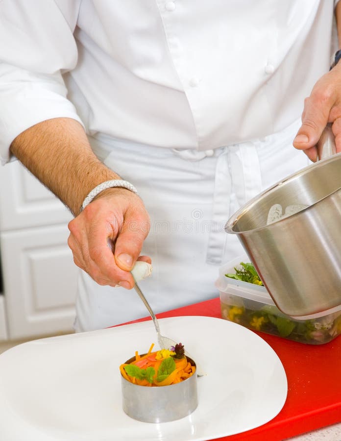 Chef decorate plate stock photo. Image of male, dish - 19309438
