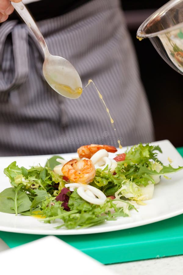 Chef is Cooking Appetizer with Scallops Stock Photo - Image of plate ...