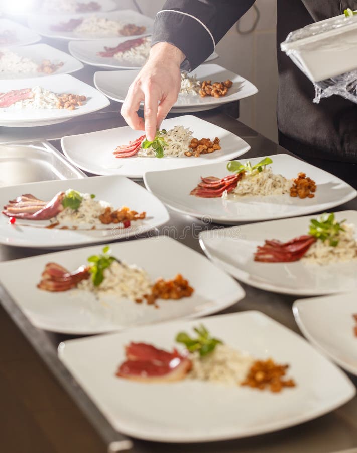 Chef Decorating Appetizer Plate Stock Image - Image of radish, breast ...