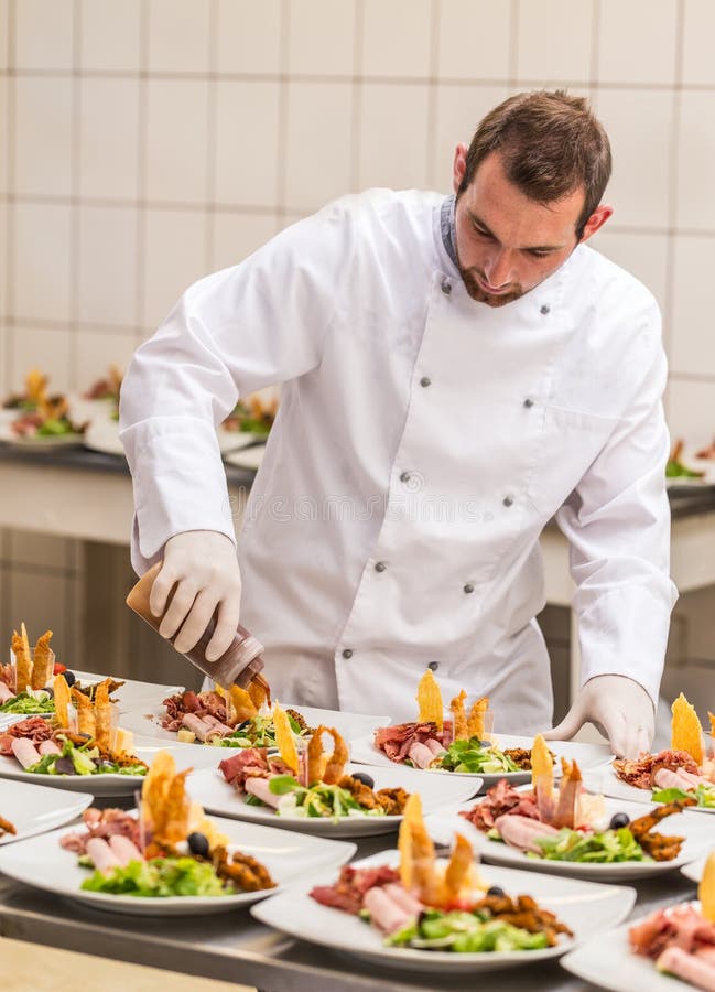 Chef Decorating Appetizer Plate Stock Image - Image of occupation ...