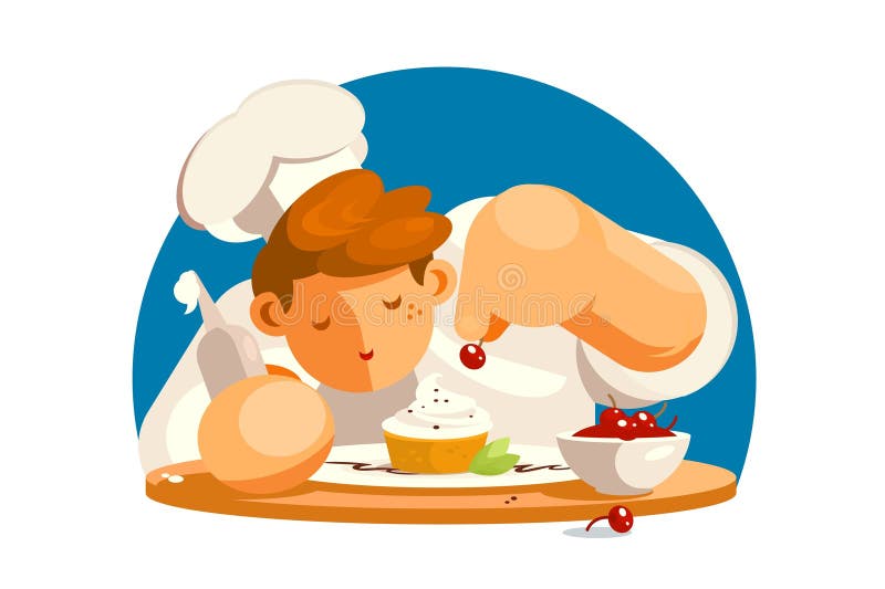 Chef Decorating Cupcake stock vector. Illustration of cupcake - 302513770