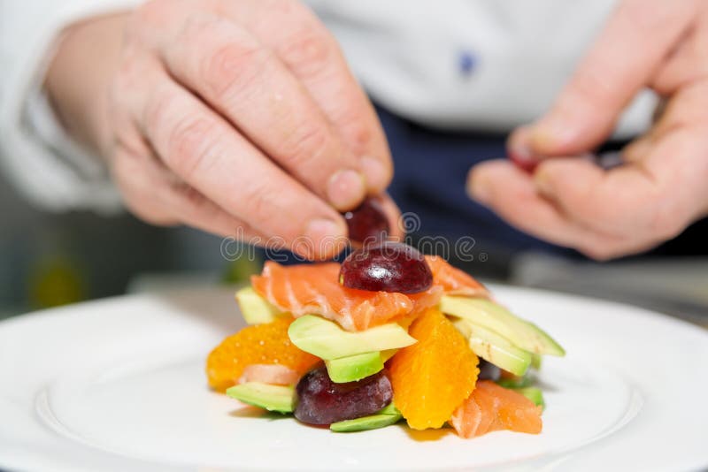 Chef is Decorating Delicious Dish Stock Image - Image of porcelain ...