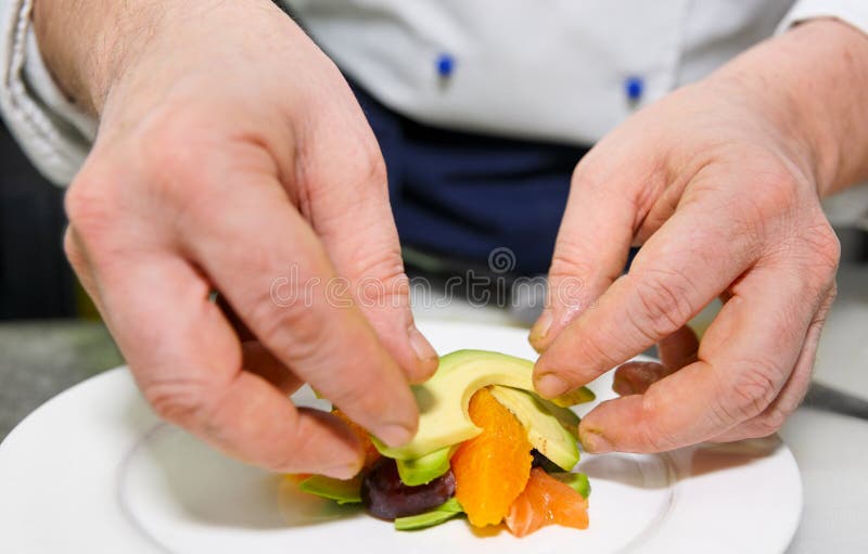 Chef is Decorating Delicious Dish Stock Photo - Image of cooking ...