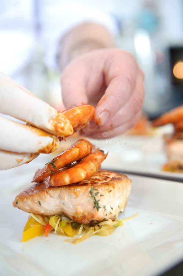Chef decorating plate stock image. Image of cuisine, roast - 27393791