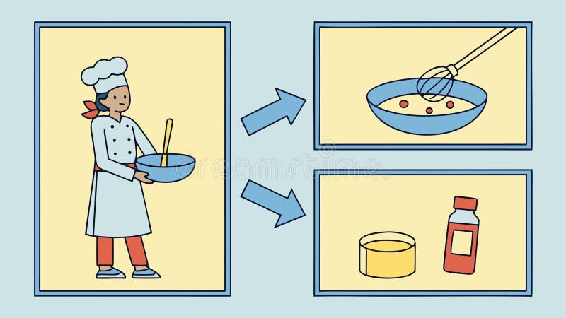 Chef Demonstrating Cooking Steps, Recipe Instructions, Vector Design ...