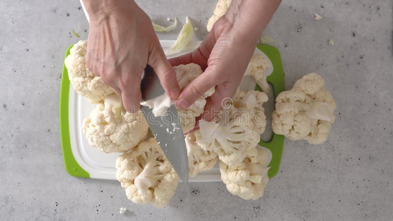 The Chef Devided Cauliflower into Florets Stock Footage - Video of ...