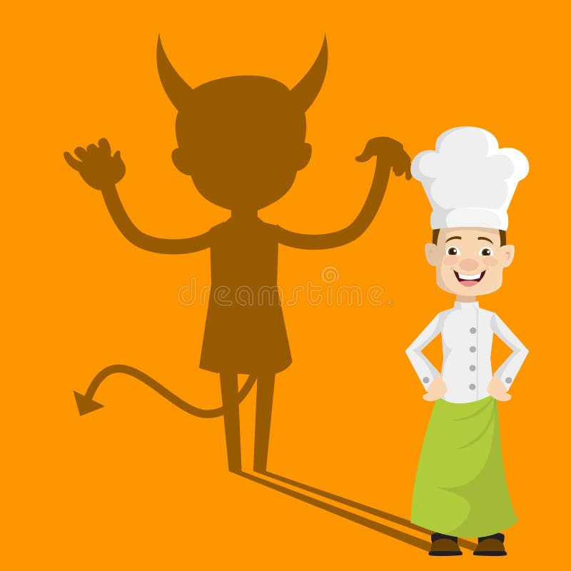 Chef - Devil Person Standing with Fake Smile Stock Vector ...