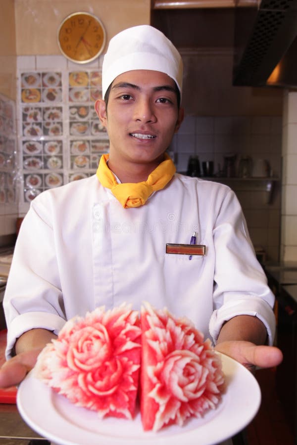 Chef doing carving stock photo. Image of cook, industry - 9896060