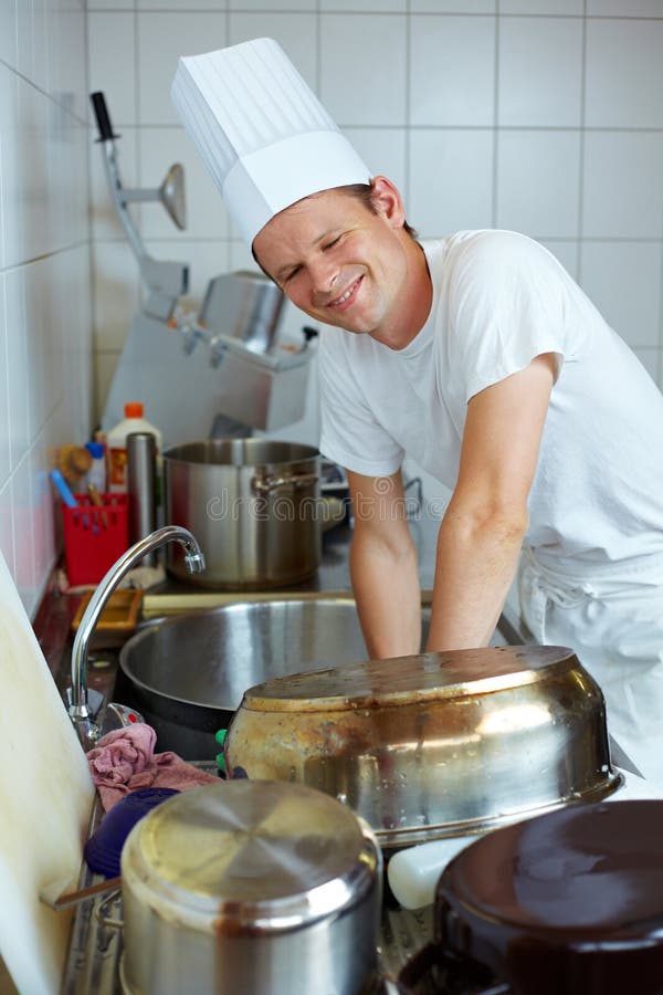 Chef washing up stock image. Image of vertical, chef - 14992507