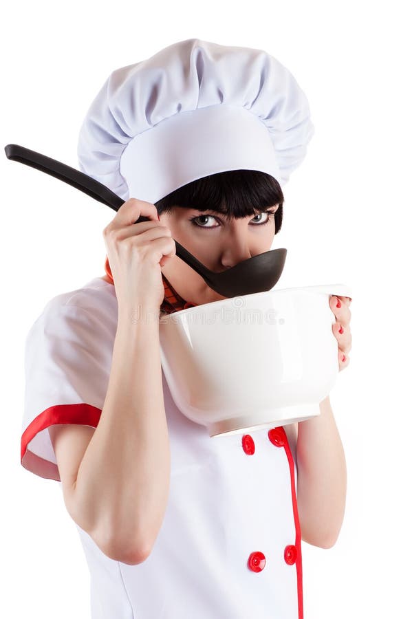 Chef eating stock photo. Image of female, beautiful, baker - 37390218