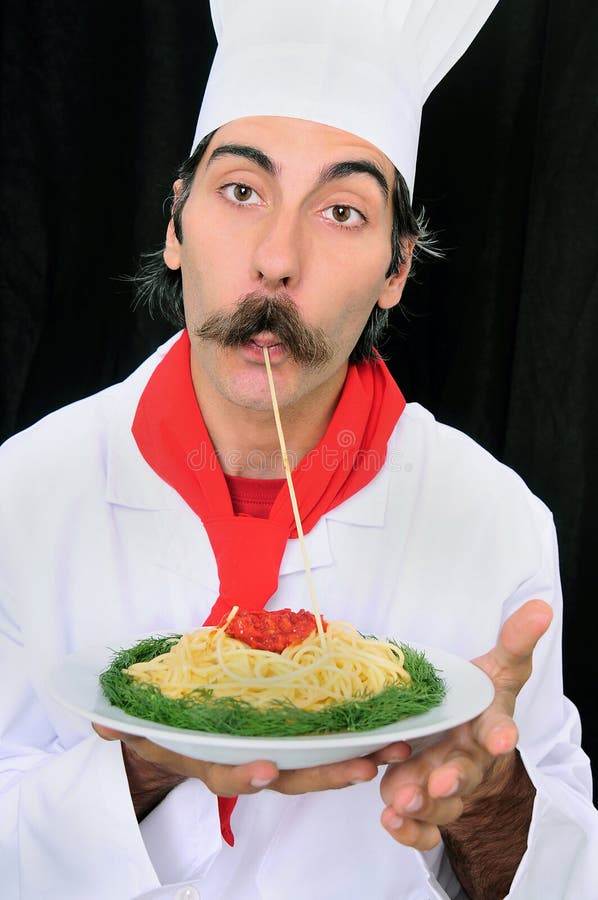 Chef Eating His Delicious Pasta Stock Photo - Image of delicious ...