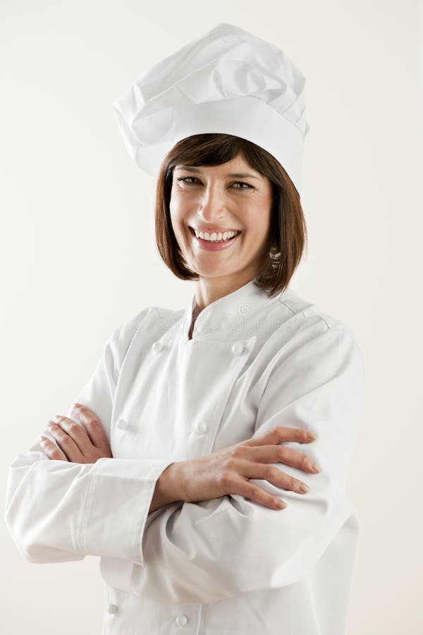 Chef féminin in Kitchen image stock. Image du vaisselle - 33822355