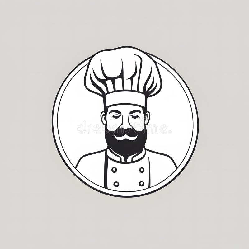 Chef Face with Hat, Mustache and Beard Illustration Stock Illustration ...