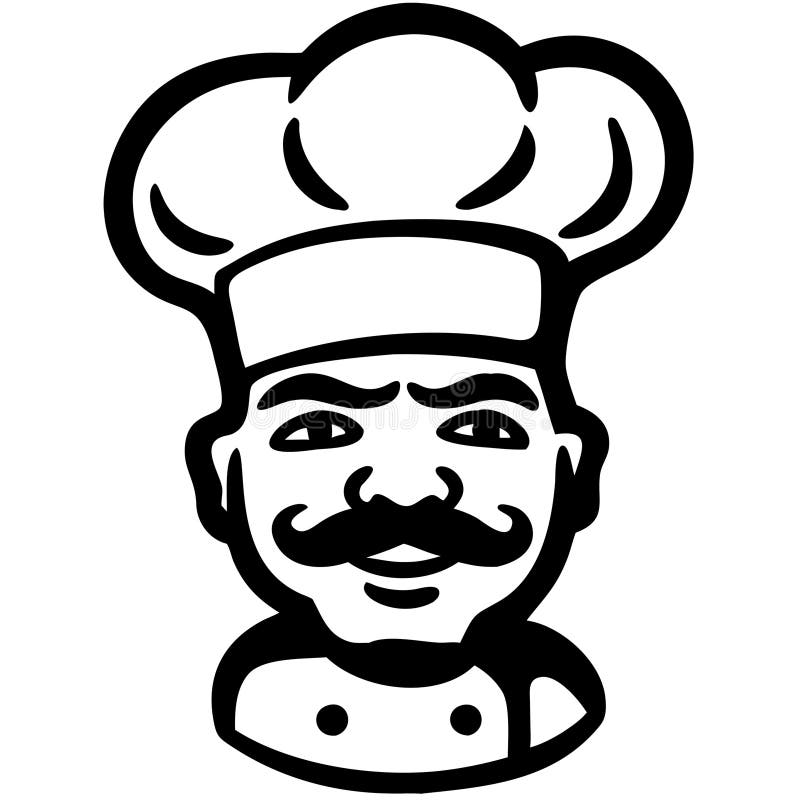 Chef Face Illustration with Mustache and Hat Vector for Culinary ...