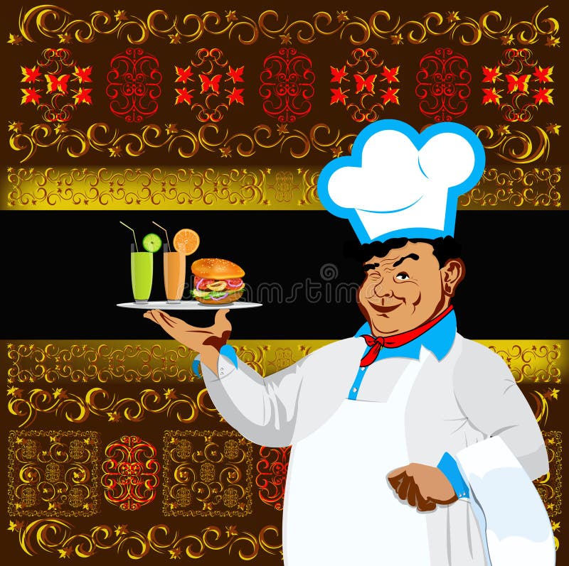 Chef and fast food stock illustration. Illustration of delicious - 29042729