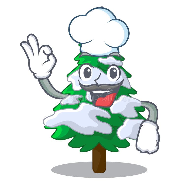 Chef Firs with Snow on Character Tree Stock Vector - Illustration of ...