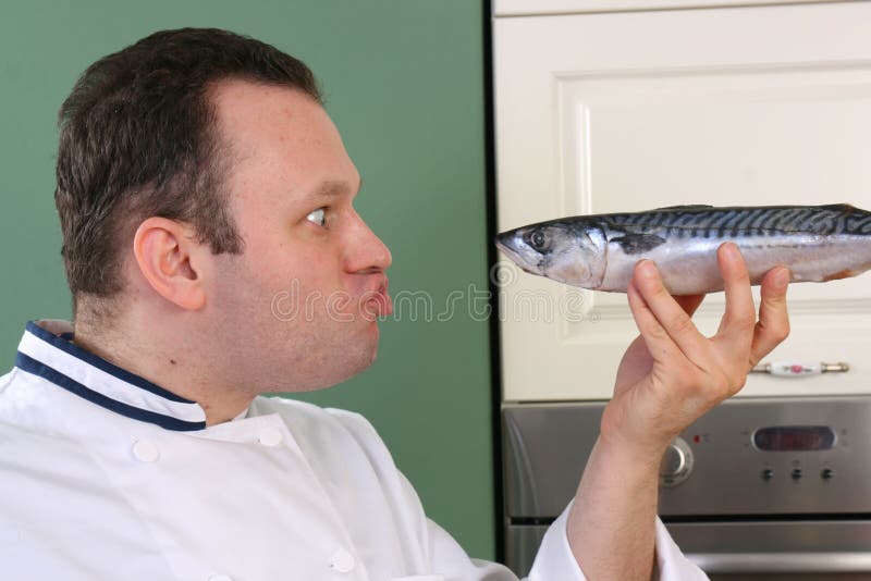 Chef and fish stock photo. Image of kiss, prepared, cuisine - 23546144