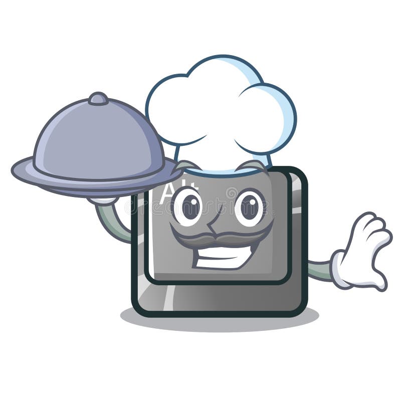 Chef with Food Alt Character Button Attached the Keyboard Stock Vector ...