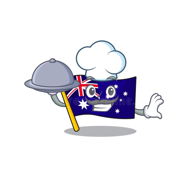 Chef with Food Flag Australia in the Character Shape Stock Vector ...