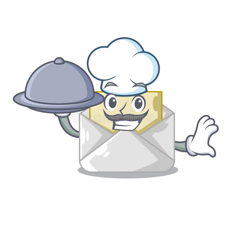 Chef with Food Open Envelope on Cartoon Shape Blank Stock Vector ...