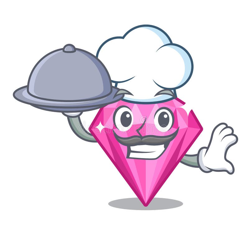 Chef with Food Pink Diamond in the Mascot Shape Stock Vector ...