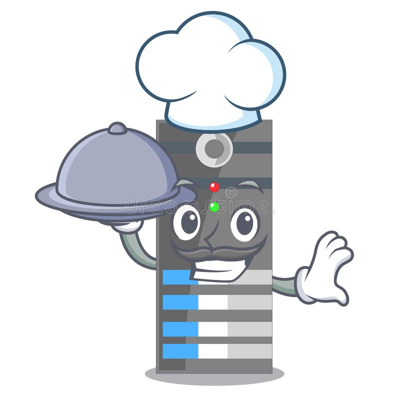 Chef with Food Server Data in the Cartoon Shape Stock Vector ...