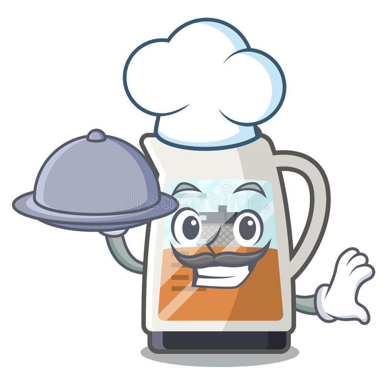 Chef with Food Tea Maker is Served in Cartoon Bottle Stock Vector ...