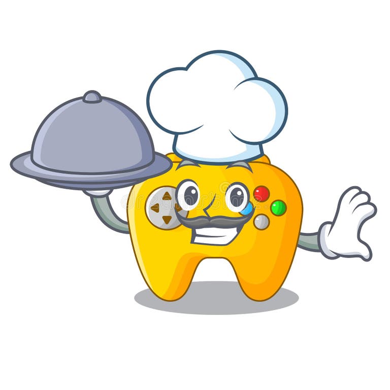 Chef with Food Video Game Controller Shaped on Charcter Stock Vector ...