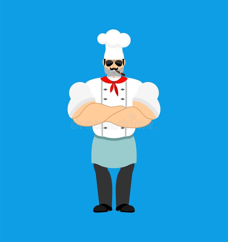 Chef Fort. Cuisiner Strictement. Illustration Vectorielle De Kitchener ...